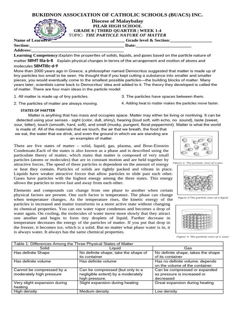 Understanding Particle Nature of Matter | PDF | Matter | Gases