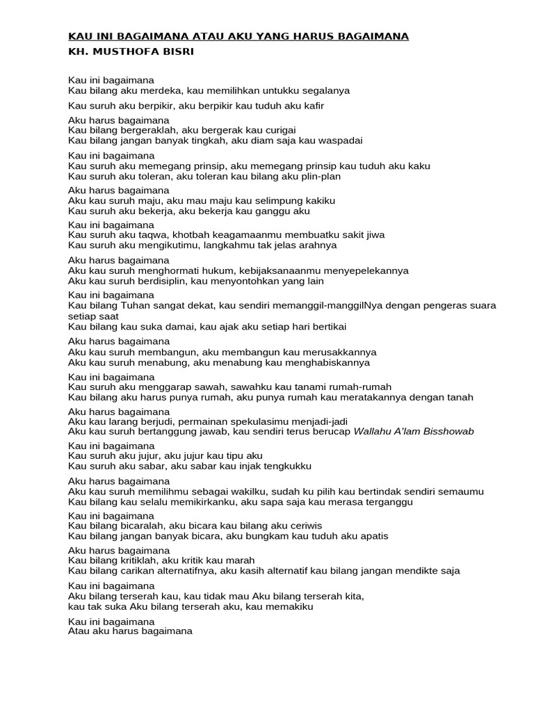 KAU INI BAGAIMANA ATAU AKU YANG HARUS BAGAIMANA | PDF