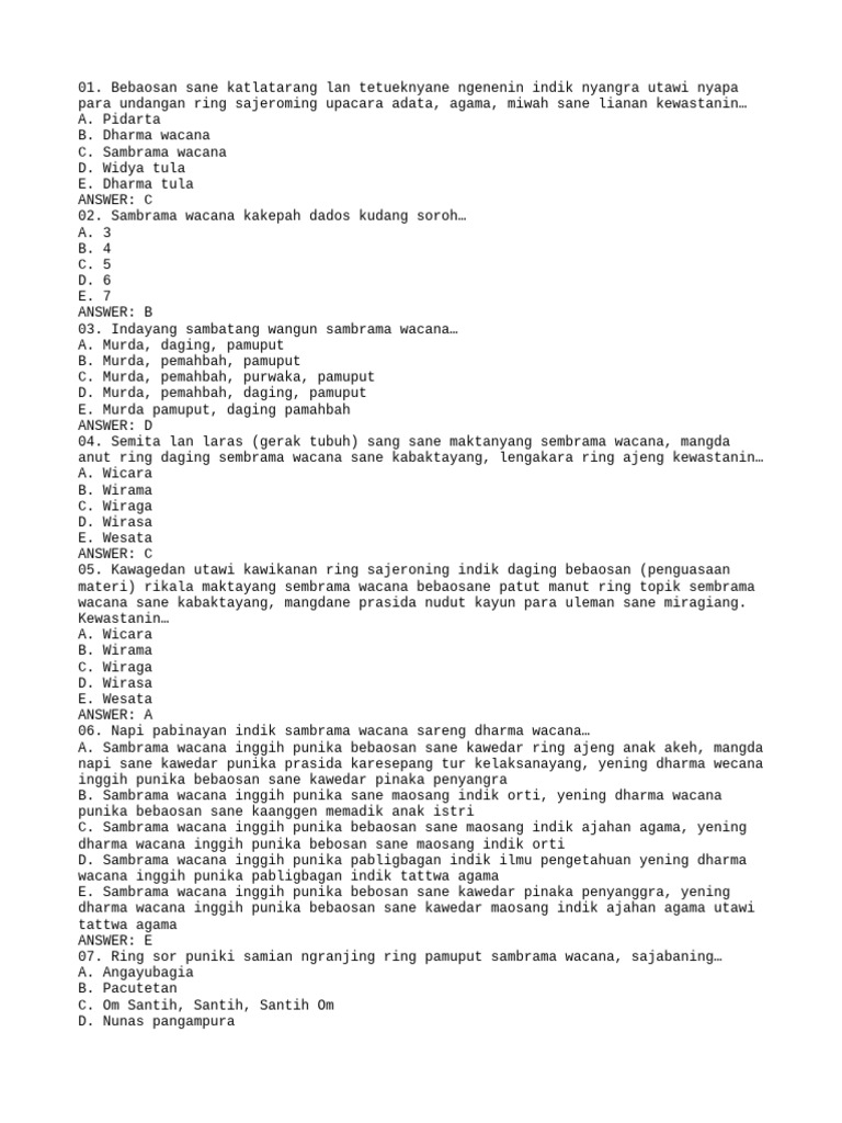NOTEPADE SOAL BHS BALI XI - SMT 1 2024 | PDF