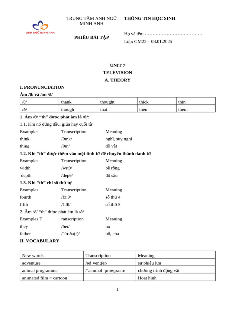 Unit 7 Television | PDF