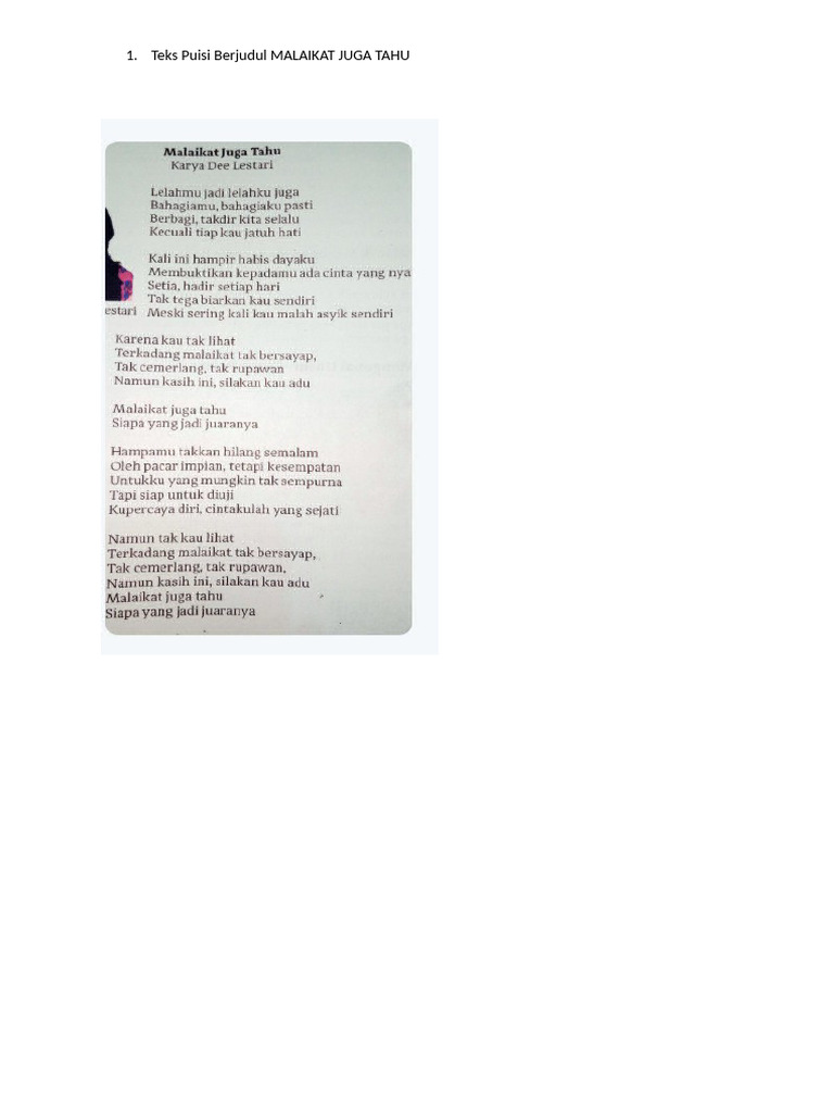 Teks Puisi MALAIKAT JUGA TAHU | PDF