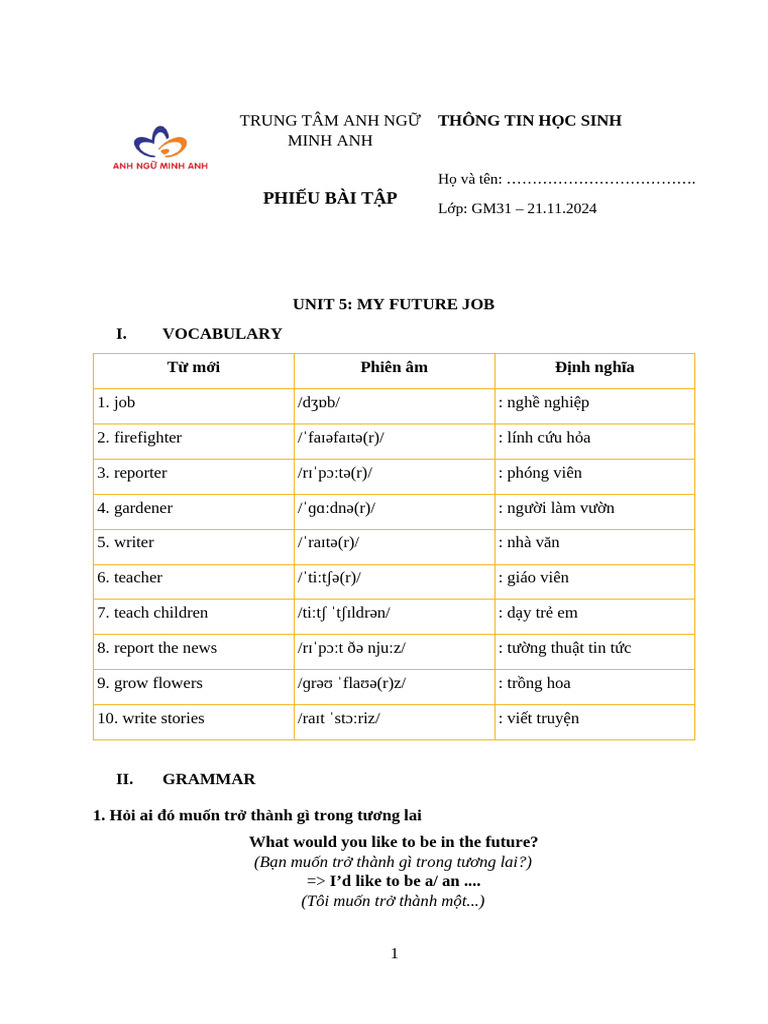 Future Job Exploration Worksheet | PDF