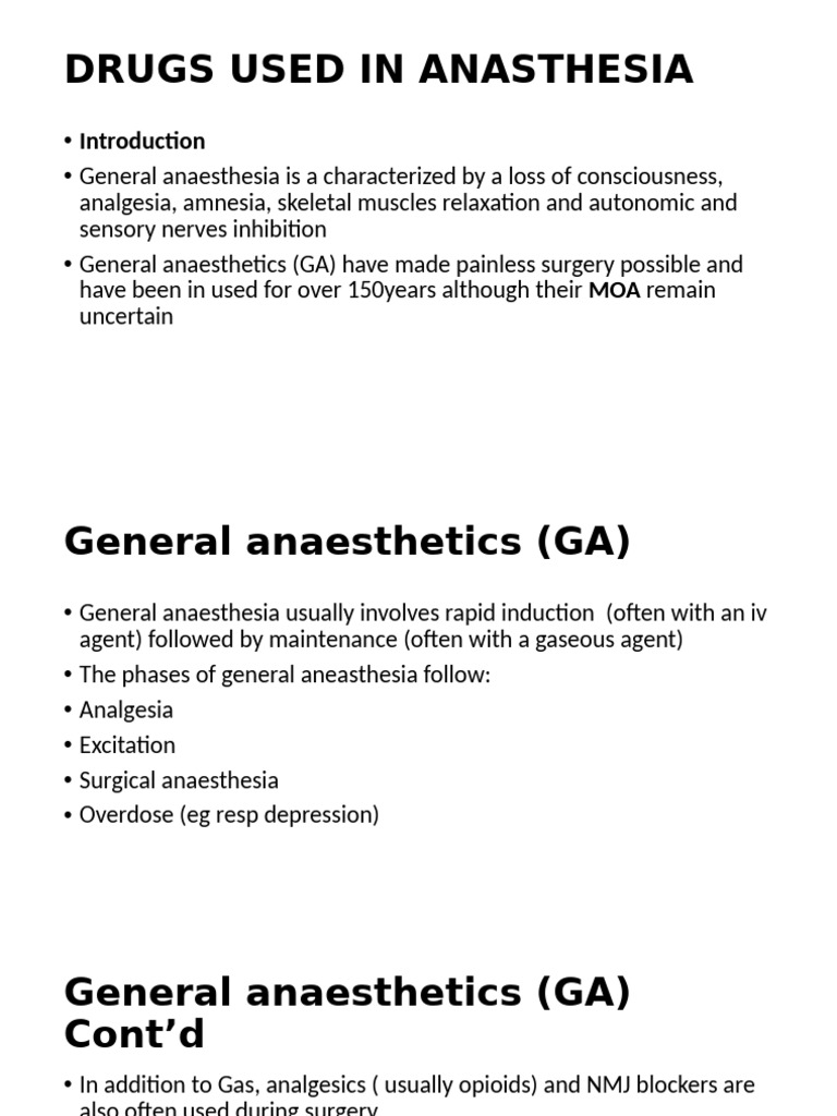 Overview of Anesthesia Drugs | PDF | Anesthesia | Midazolam