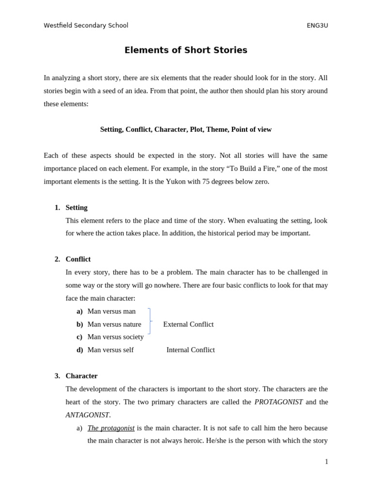 Elements of Short Stories | PDF | Plot (Narrative) | Narration