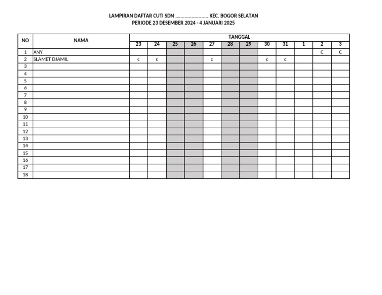 Form Lampiran Cuti Guru | PDF