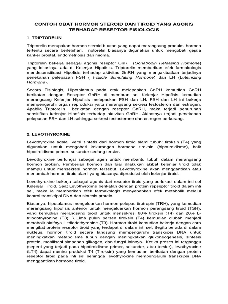 Contoh Obat Hormon Steroid Dan Tiroid Yang Agonis Terhadap Reseptor ...