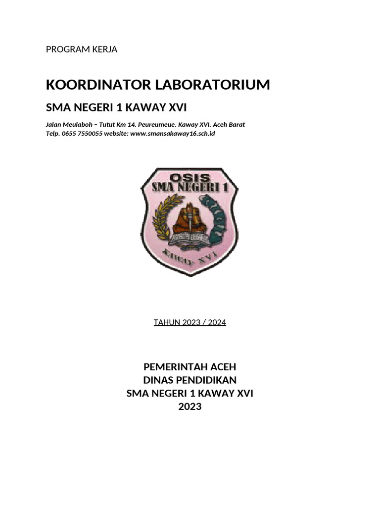 Program Kerja Laboratorium | PDF