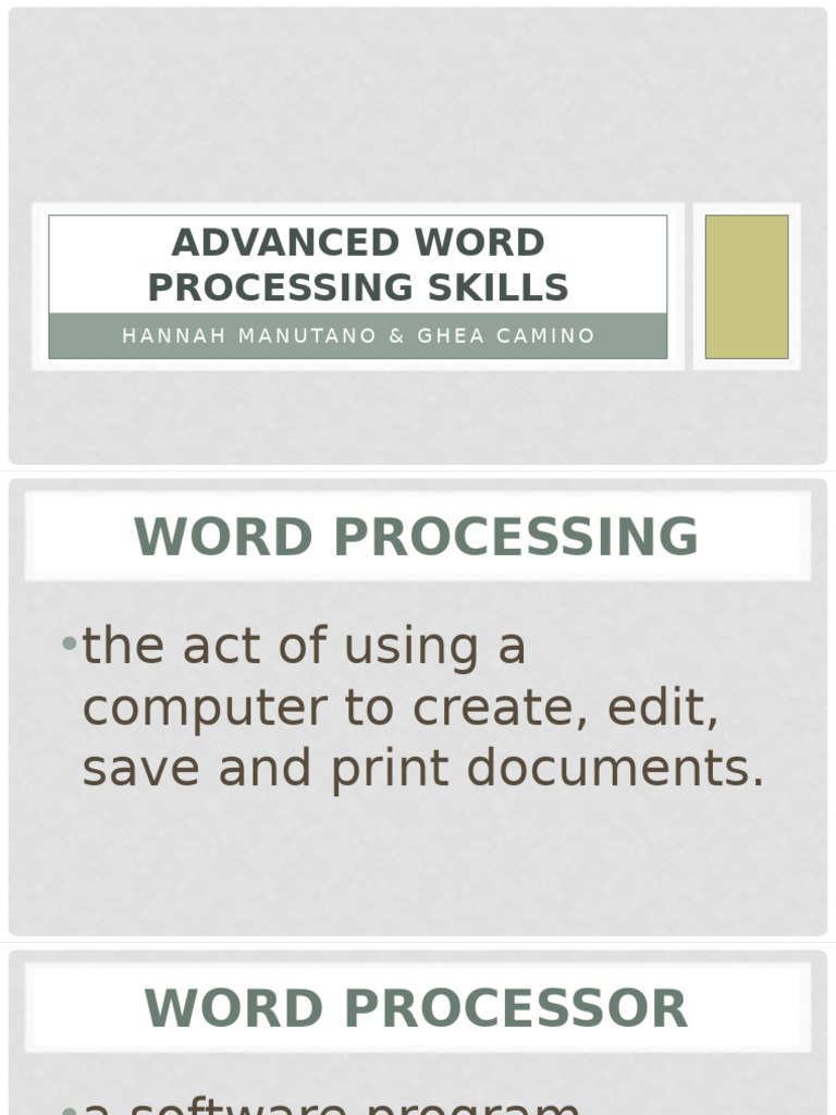 Advanced Word Processing Skills | PDF