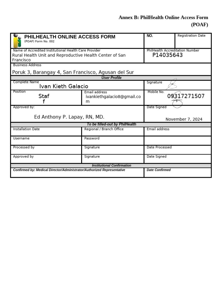 AnnexB PhilHealthOnlineAccessForm | PDF