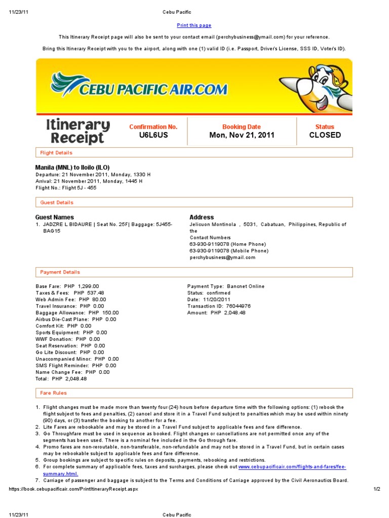Cebu Pacific | PDF | Fee | Business