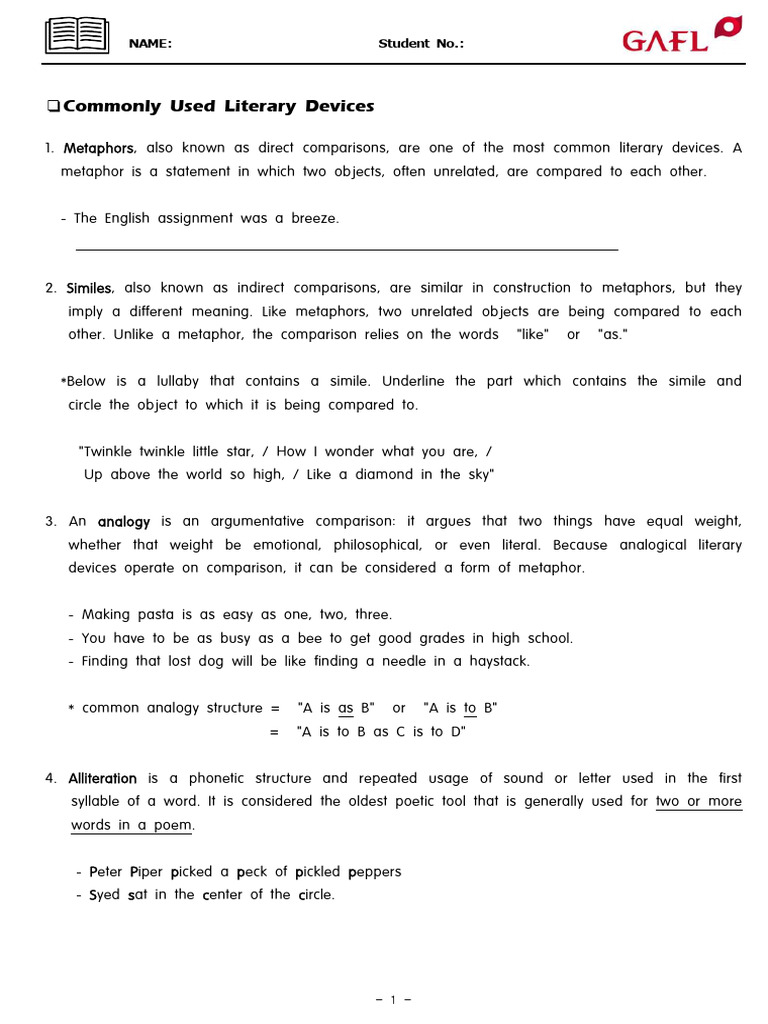 Common Literary Devices Explained | PDF | Metaphor | Poetry