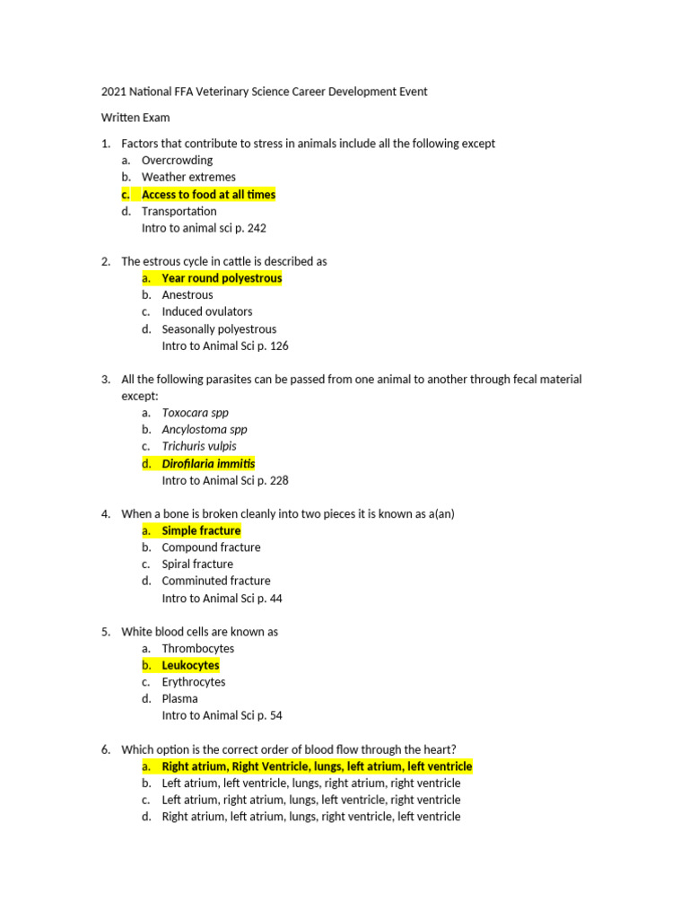 2021 FFA Veterinary Science Exam Guide | PDF | Lung | Atrium (Heart)