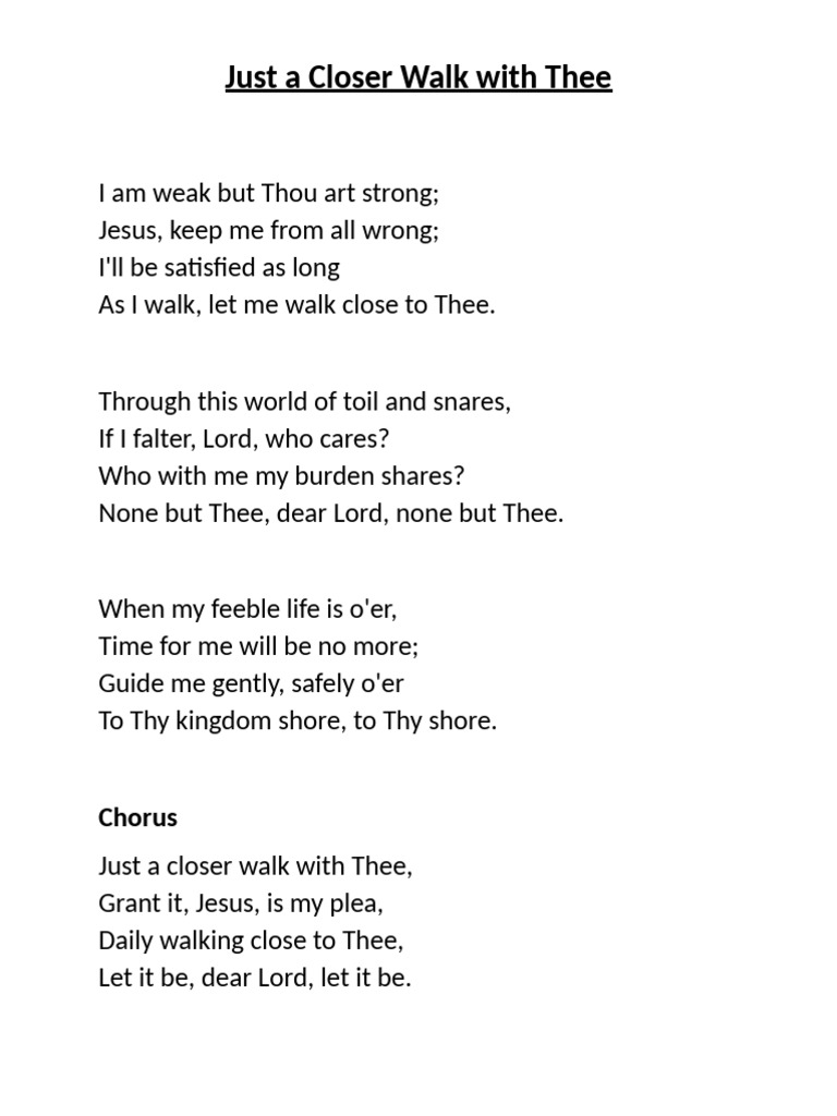 Just a Closer Walk with Thee Lyrics | PDF