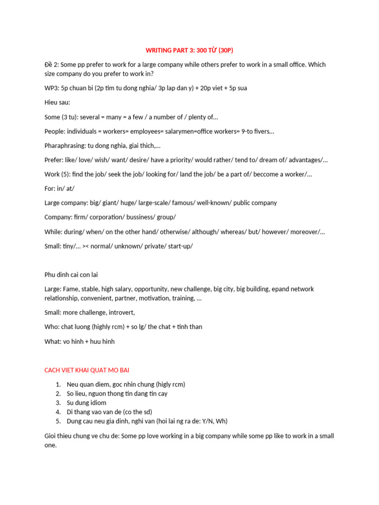 WRITING PART 3 BUOI 20 | PDF