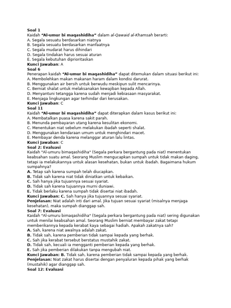 Soal Sas Ganjil 2024 Fikih Kelas Xii | PDF