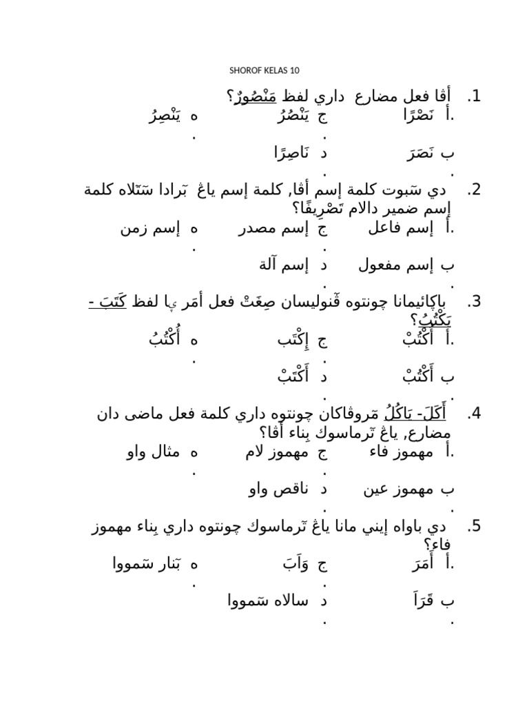 Shorof Kelas 10 | PDF