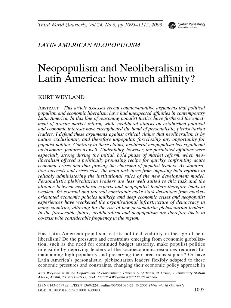 Neopopulism and Neoliberalism | PDF | Populism | Neoliberalism