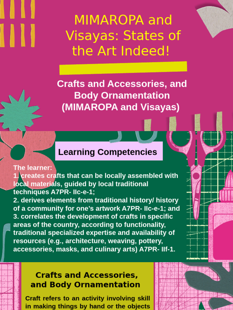 Crafts and Accessories Body Ornamentation MIMAROPA Visayas | PDF | Crafts