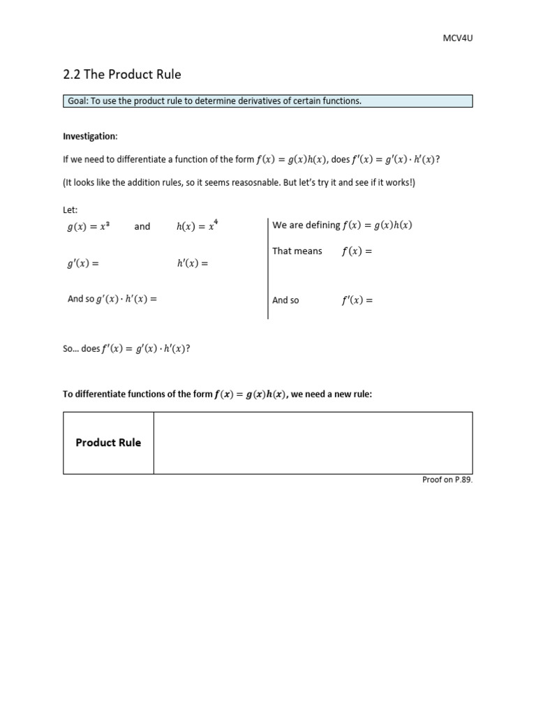 2.2 The Product Rule | PDF
