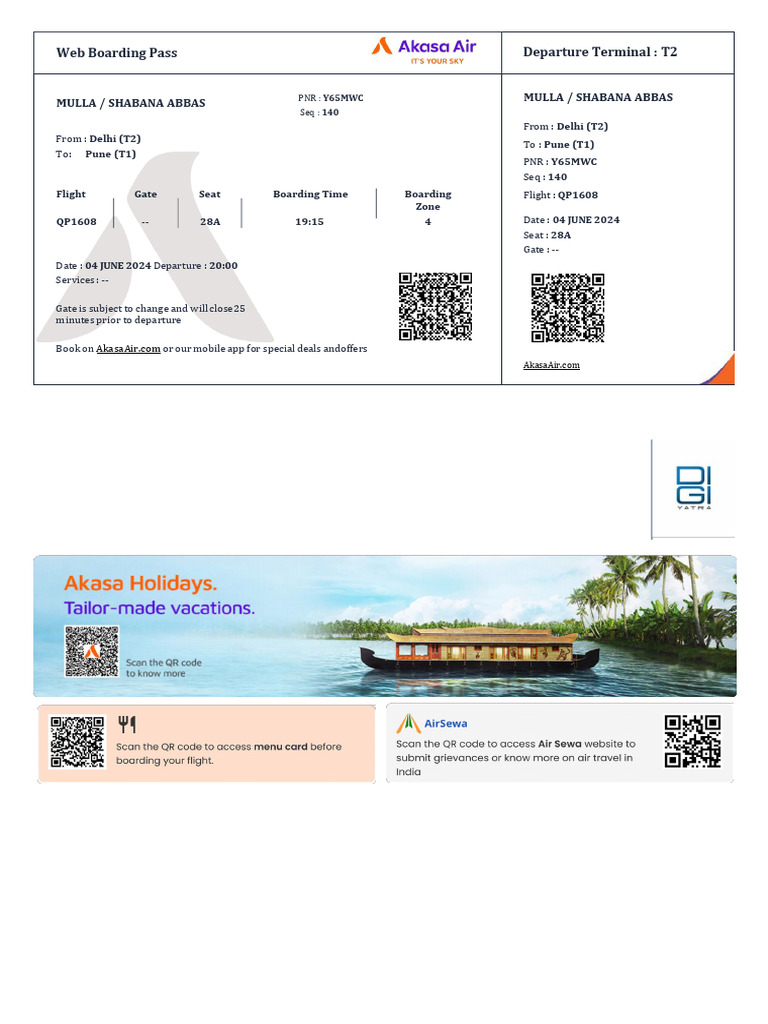 Web Boarding Pass Departure Terminal: T2: Mulla / Shabana Abbas Mulla / Shabana Abbas | PDF