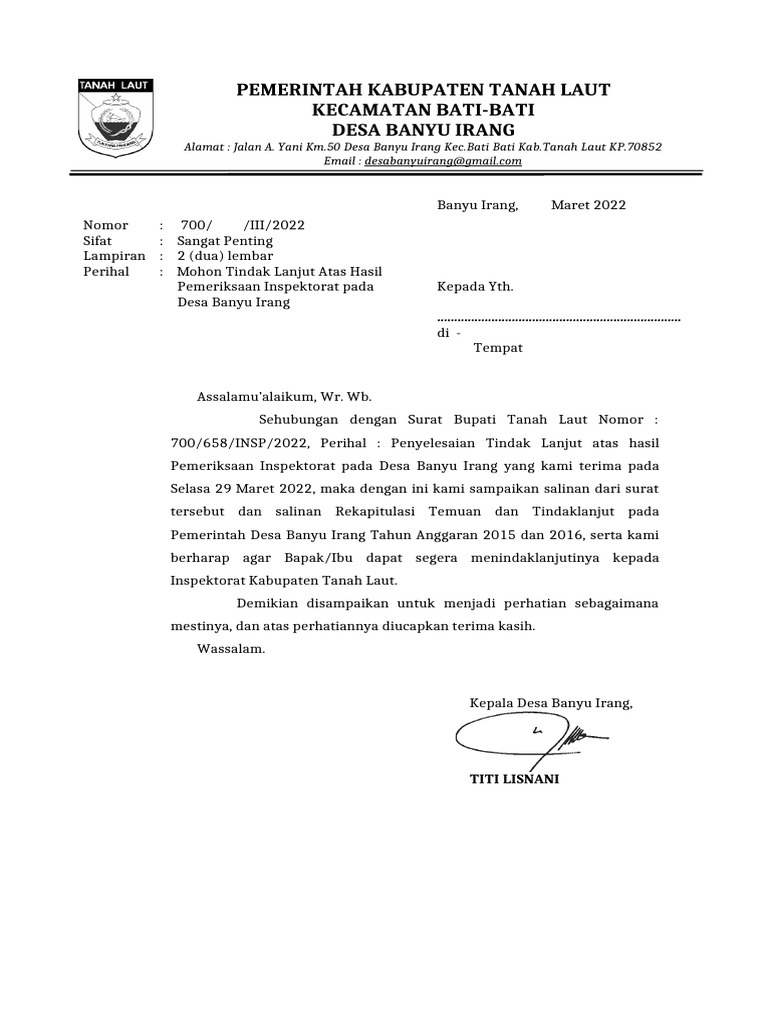 Surat Temuan Inspektorat | PDF