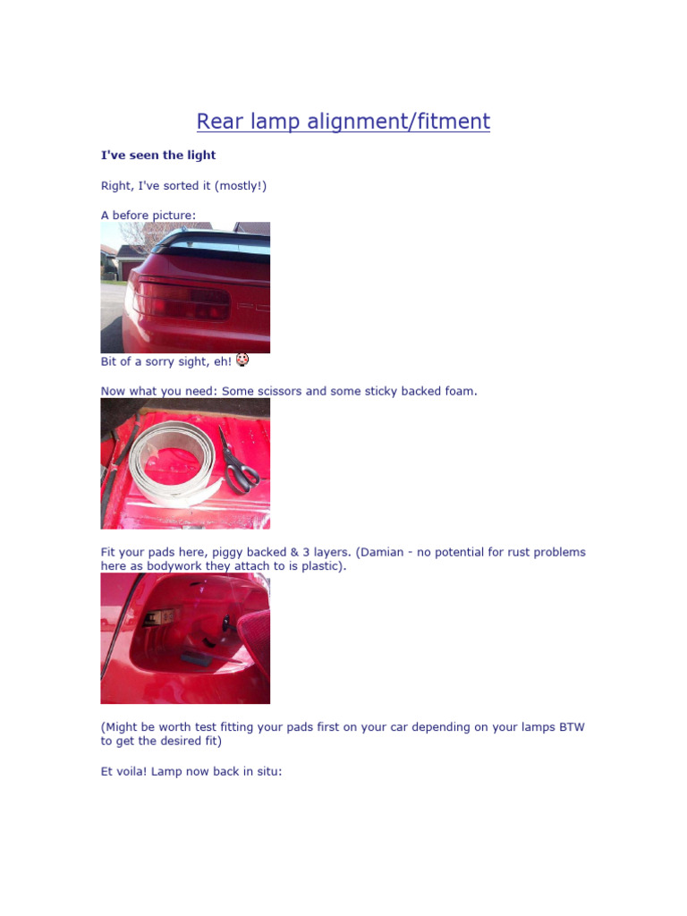 DIY, 968 Rear Lamp Alignment | PDF
