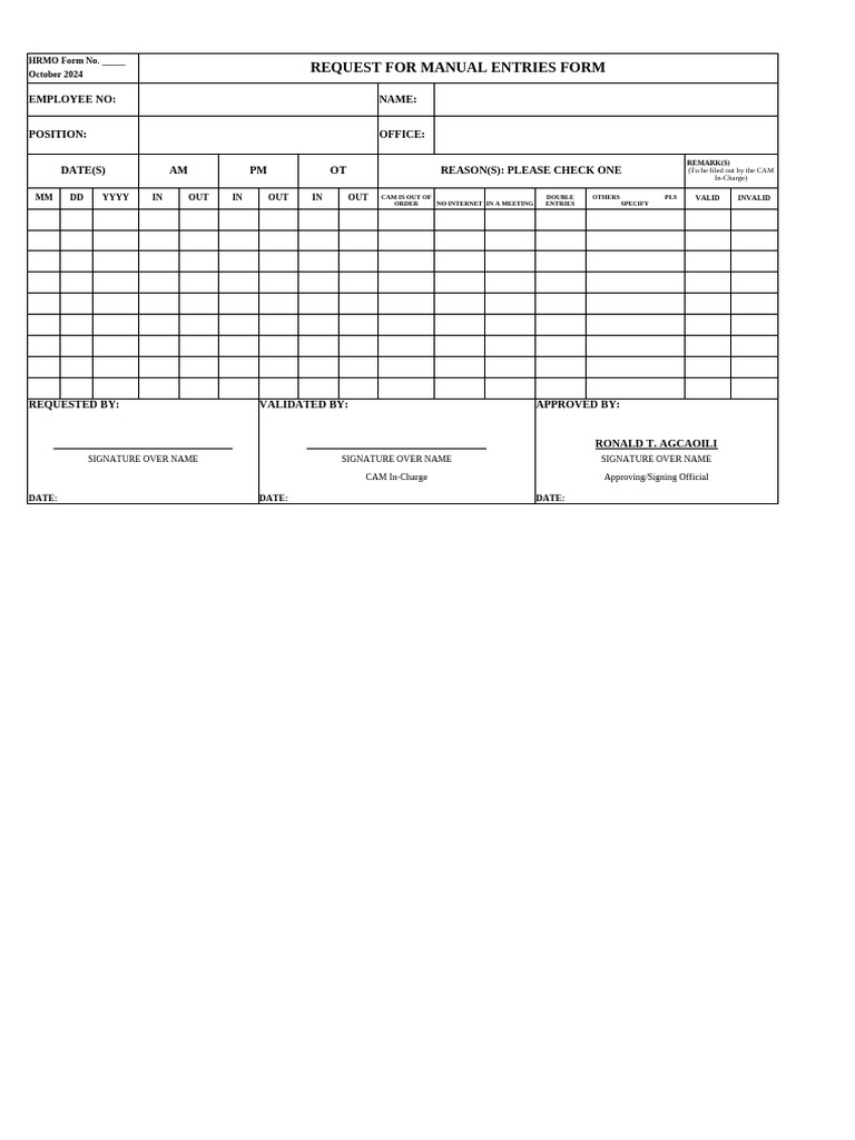 FILE Manual Entry | PDF