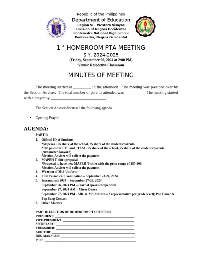 Minutes of Meeting September 6 2024 | PDF