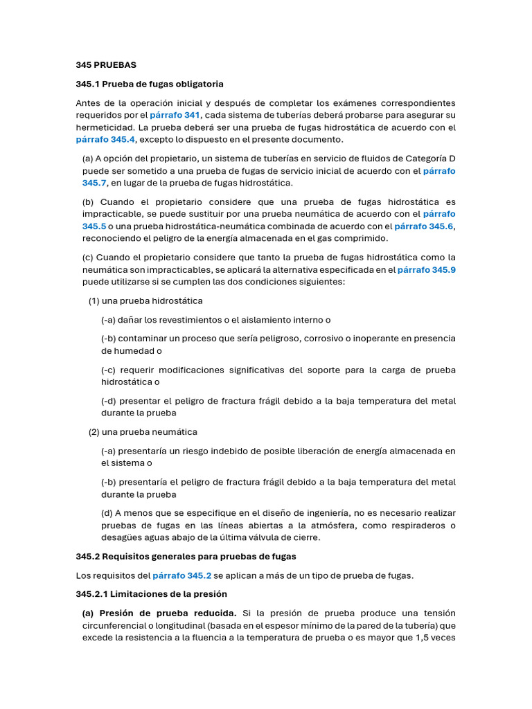 Puebas de Fugas - ASME B31.3 | PDF | Presión | Gases