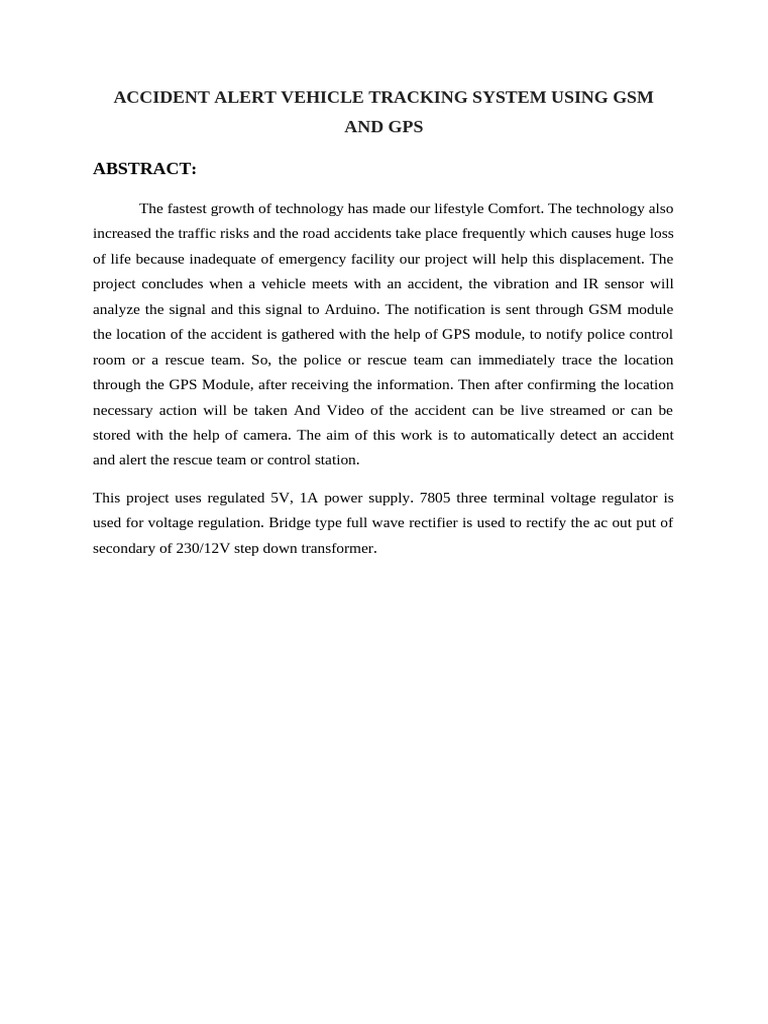 Accident Alert Vehicle Tracking System Using GSM and GPS 2 | PDF