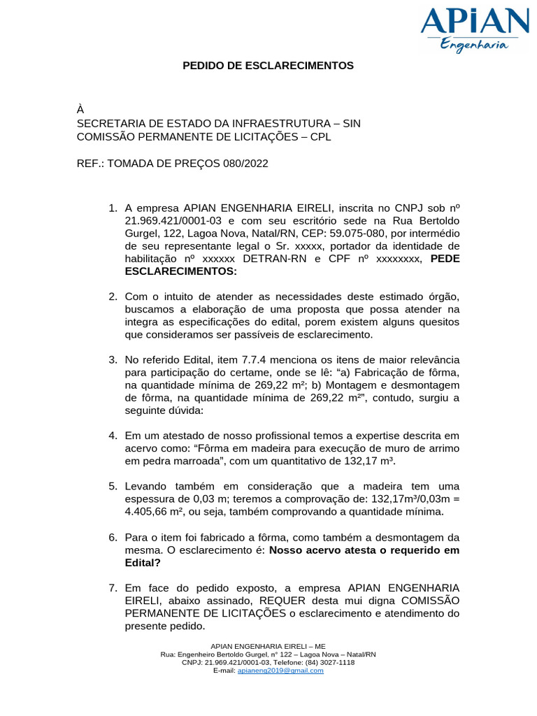 Pedido de Esclarecimento | PDF