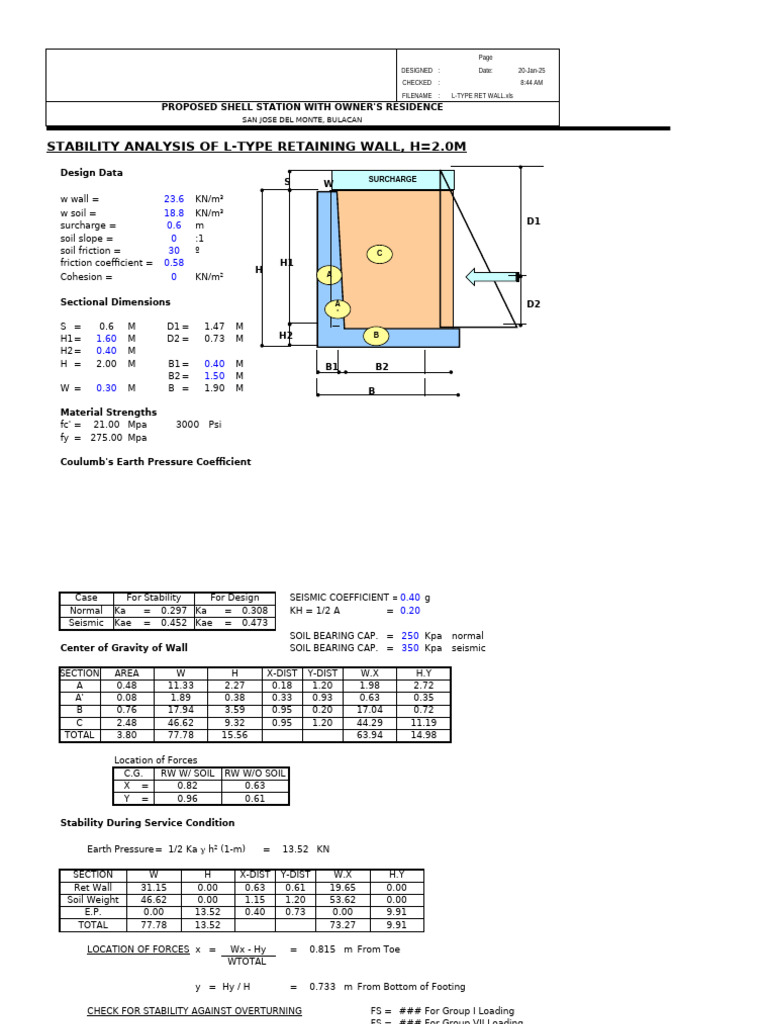 L-type Retaining Wall | PDF | Solid Mechanics | Mechanics