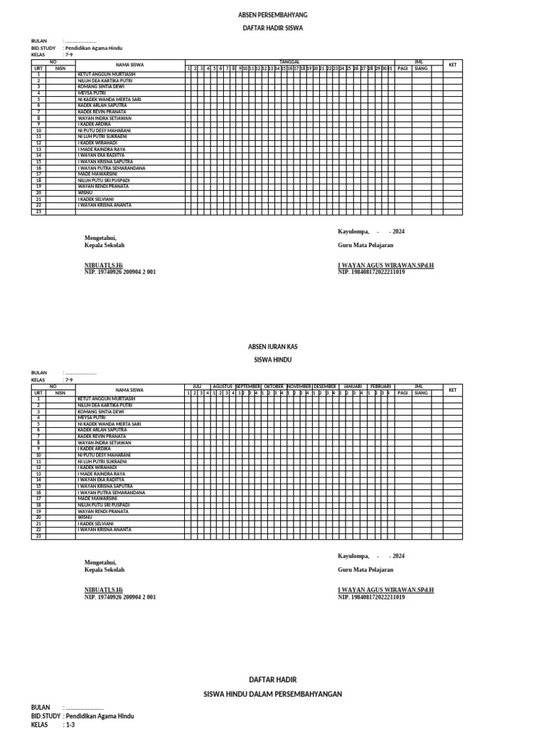 Absen Siswa Pah - For Merge | PDF