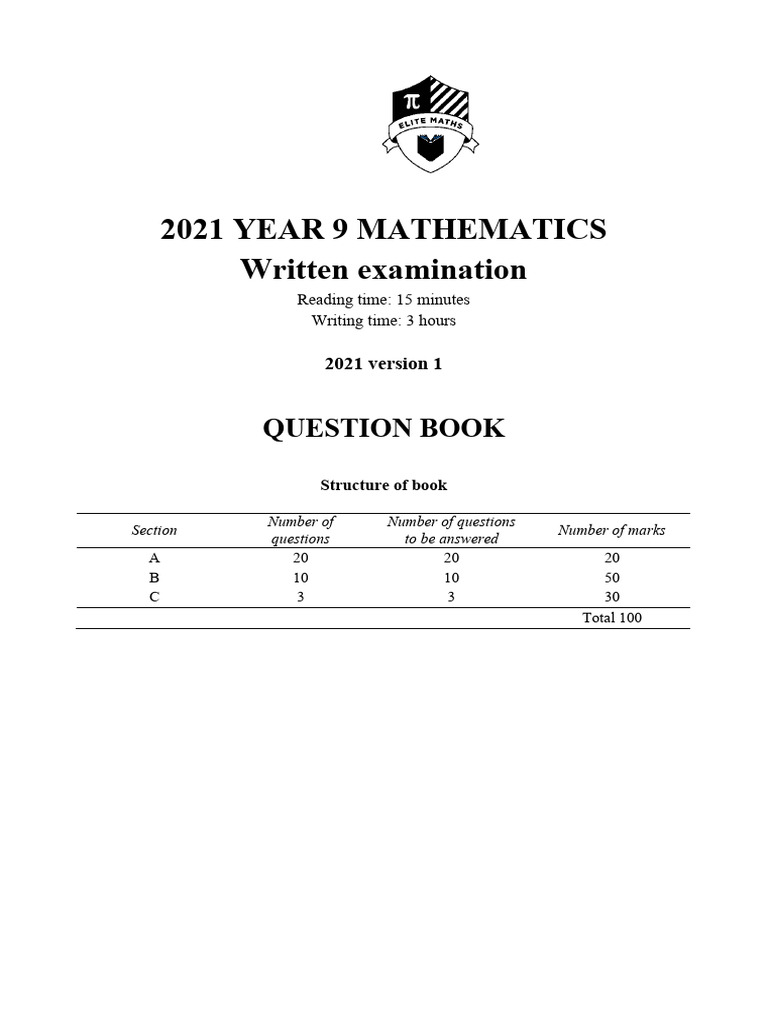2021 Year 9 Mathematics Exam Paper | PDF | Numbers | Mathematics
