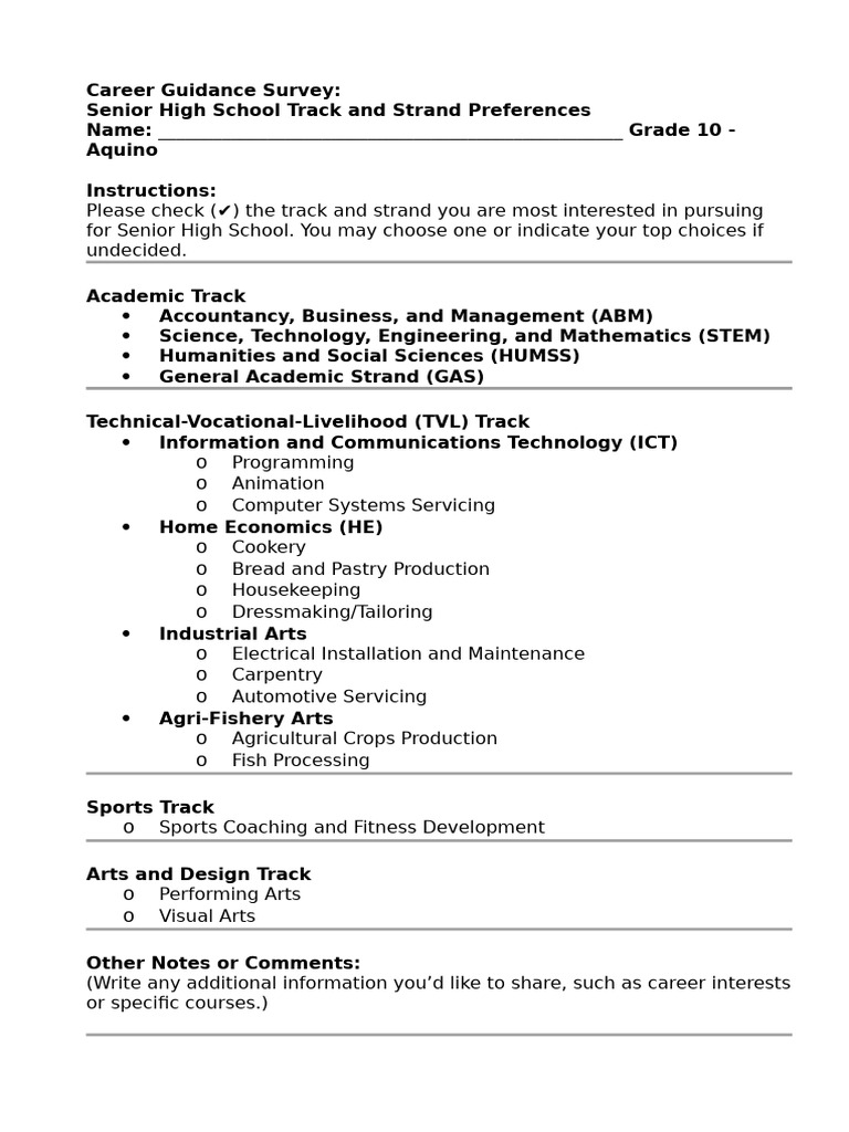 Career Guidance Survey | PDF