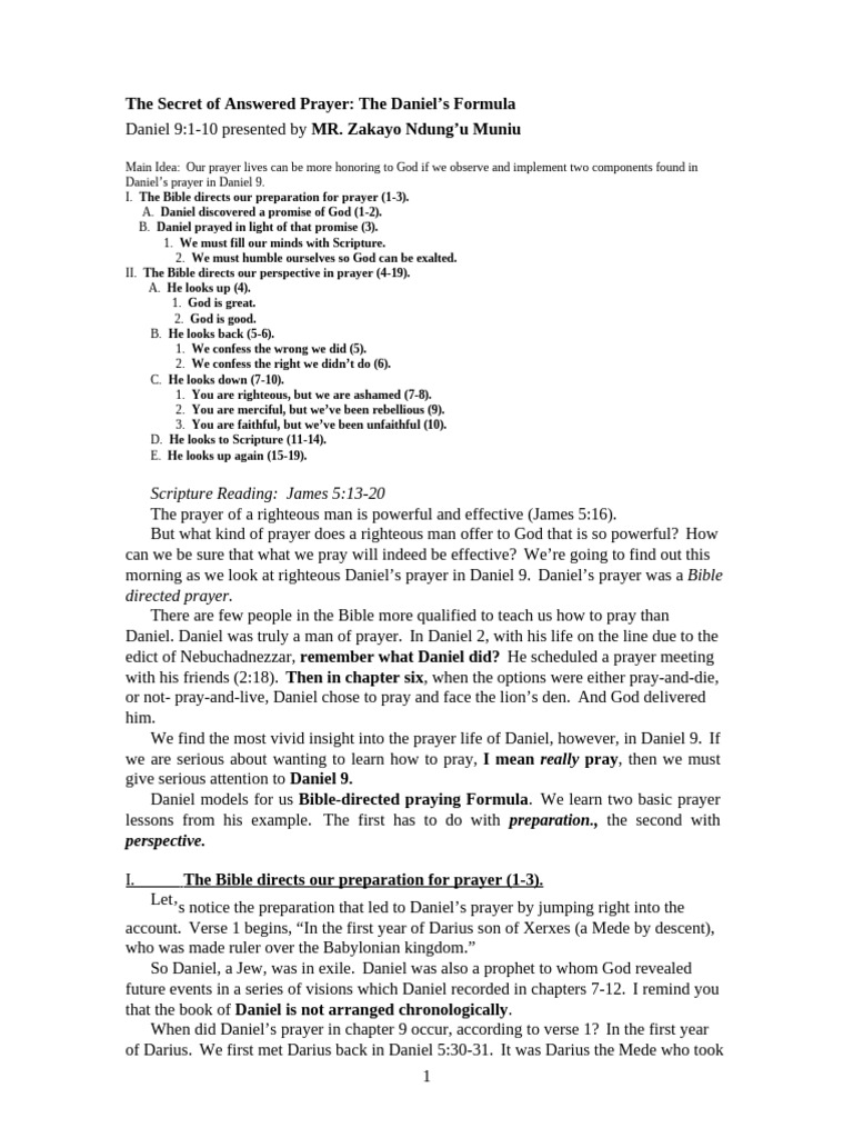 Daniel Prayer Formula | PDF | Daniel (Biblical Figure) | Jeremiah