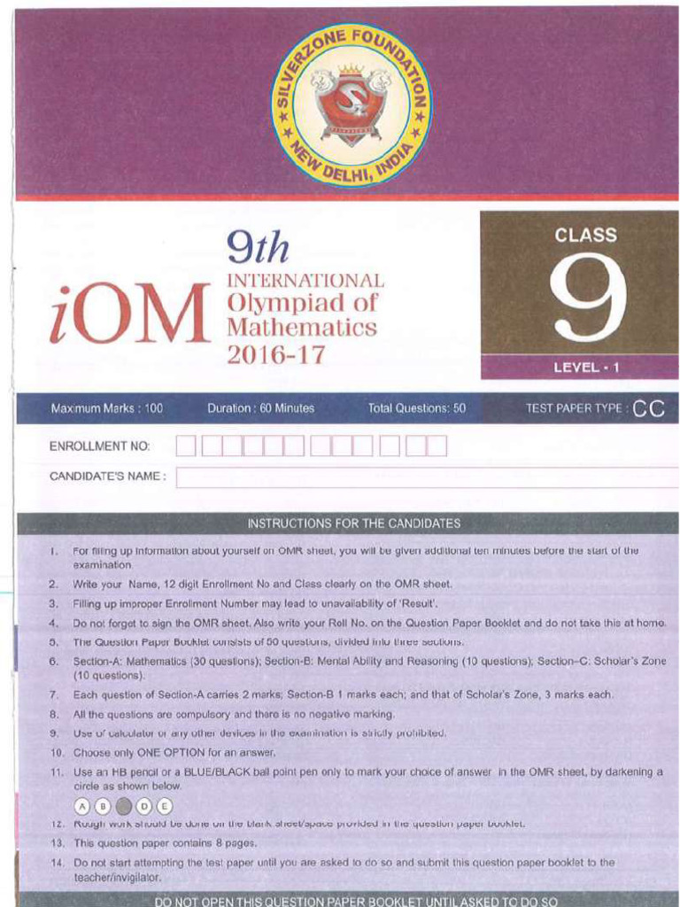 Iom 9th 16-17 Class - 9 | PDF