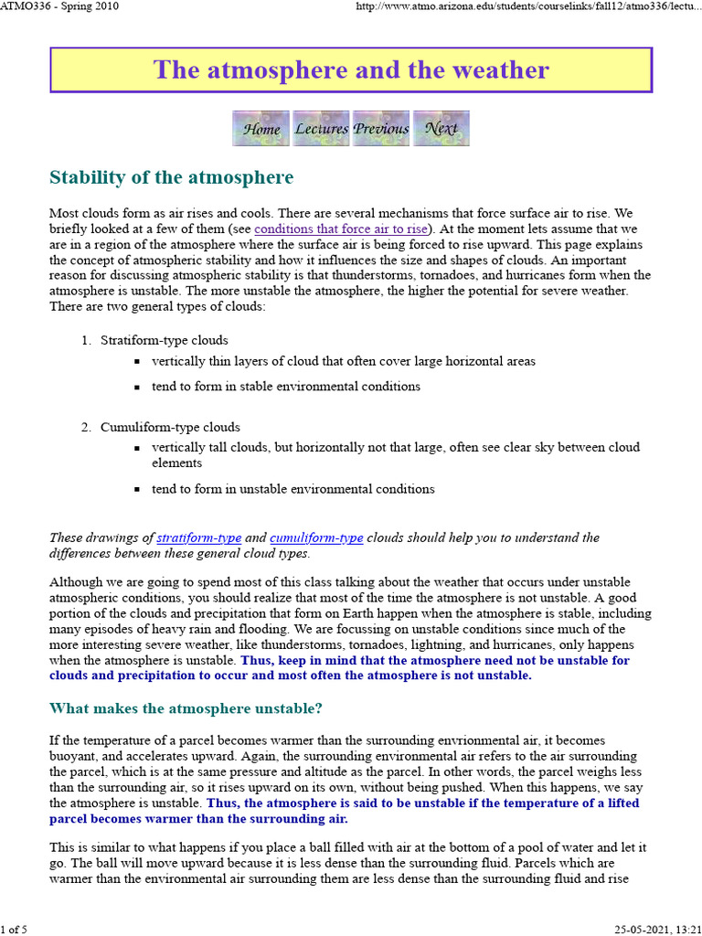 Stability and unstability | PDF | Cloud | Atmosphere Of Earth