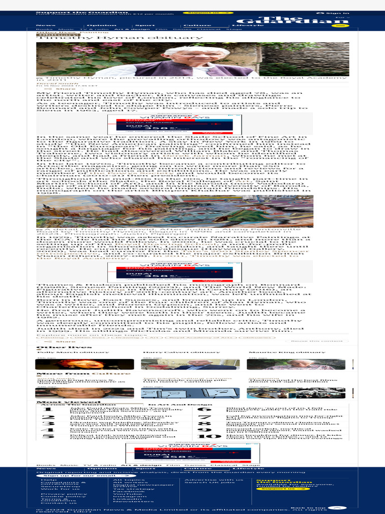 Timothy Hyman: Artist & Writer Obituary | PDF