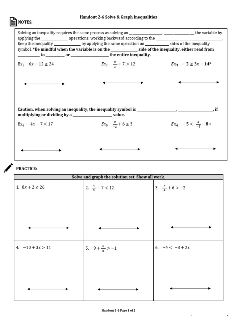 Handout 2-6 Solve & Graph Inequalities | PDF | Inequality (Mathematics ...