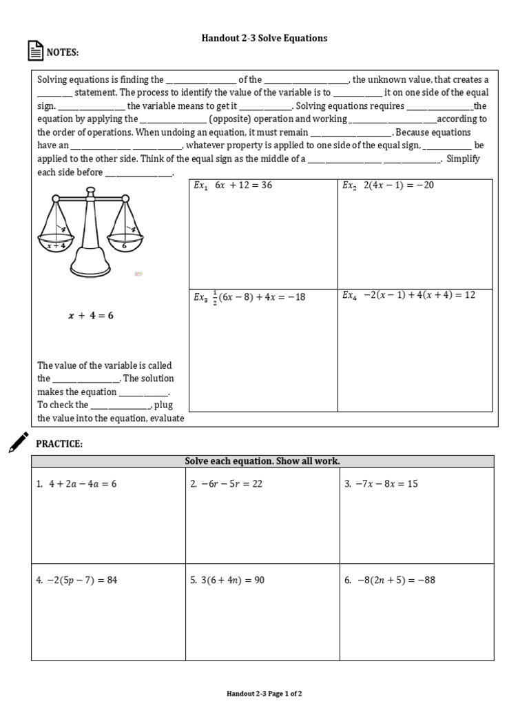 Handout 2-3 Solve Equations-1 | PDF | Equations | Mathematics