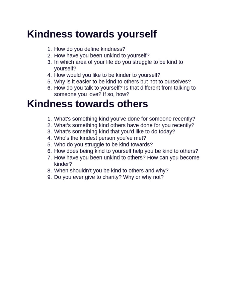 Self and Others Kindness Reflection | PDF