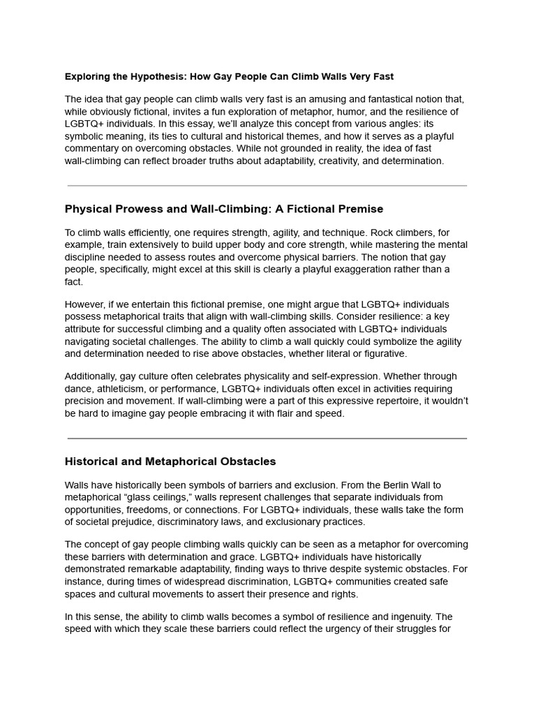 Fast Wall-Climbing: A Metaphor for LGBTQ+ Resilience | PDF ...