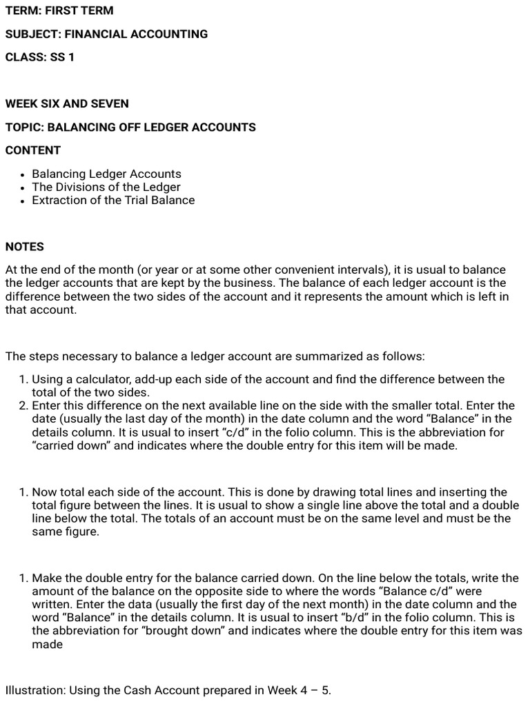 Balancing Off Ledger Accounts | PDF | Debits And Credits | Bookkeeping