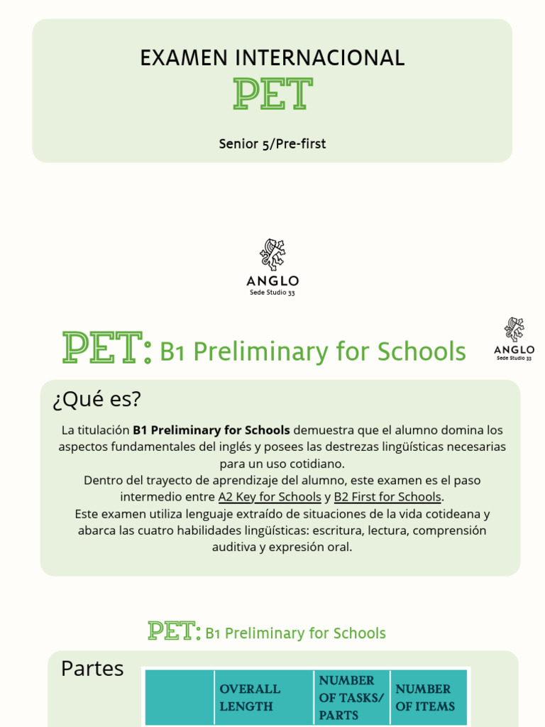 Examen Internacional: Senior 5/pre-First | PDF