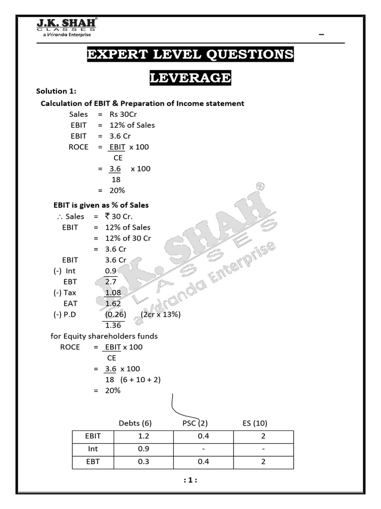 Financial Analysis and Capital Structure | PDF | Capital Structure ...