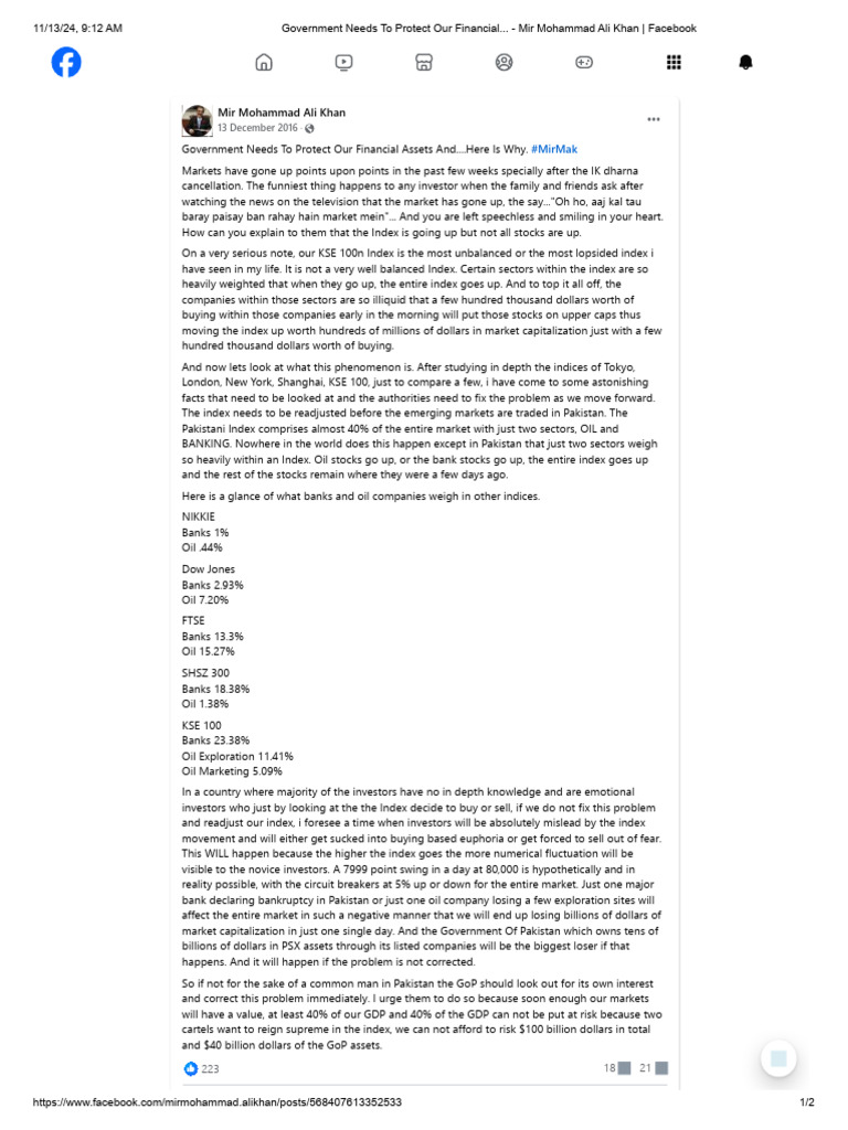 Government Needs To Protect Our Financial... - Mir Mohammad Ali Khan ...