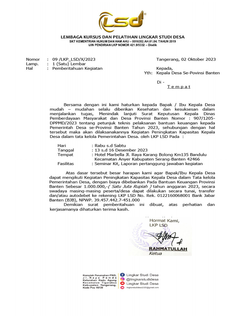 Surat Apdesi Pusat New 2023 | PDF
