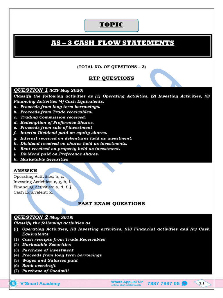 AS-3 Cash Flow Statements | PDF | Investing | Dividend