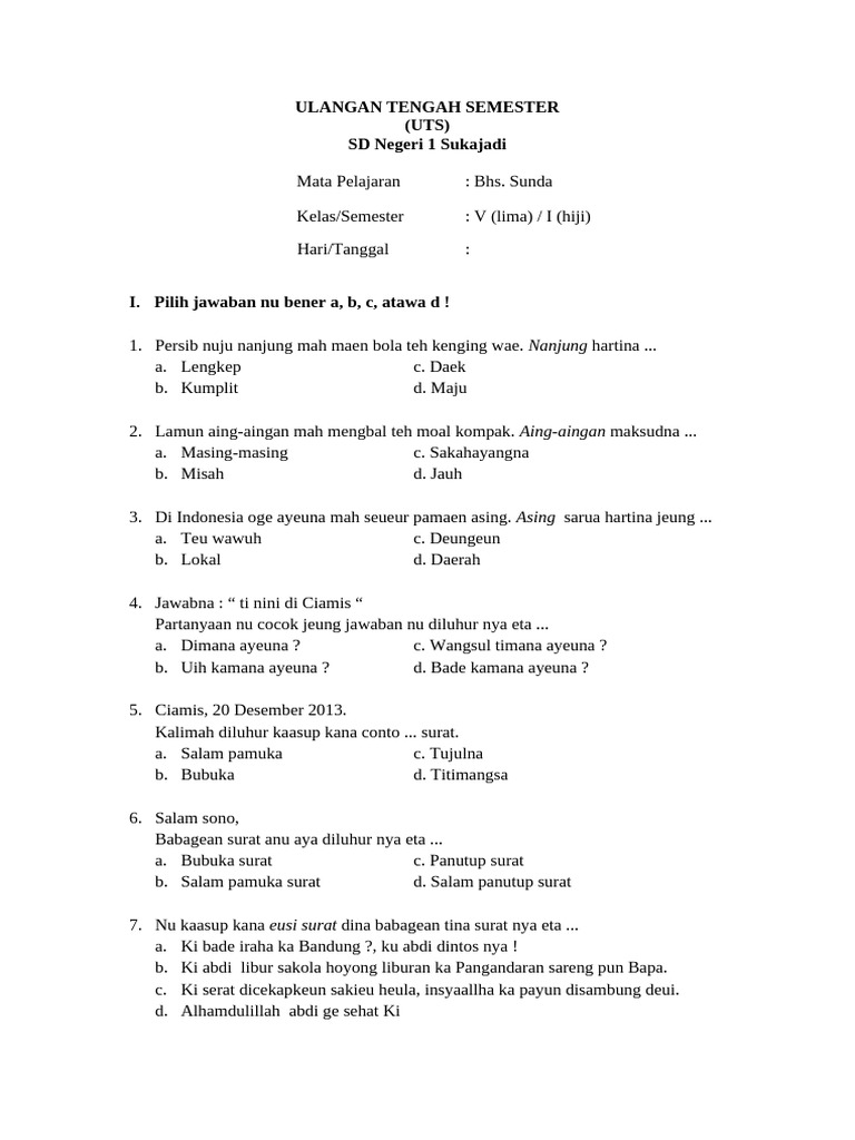 Lembar SOAL UTS | PDF